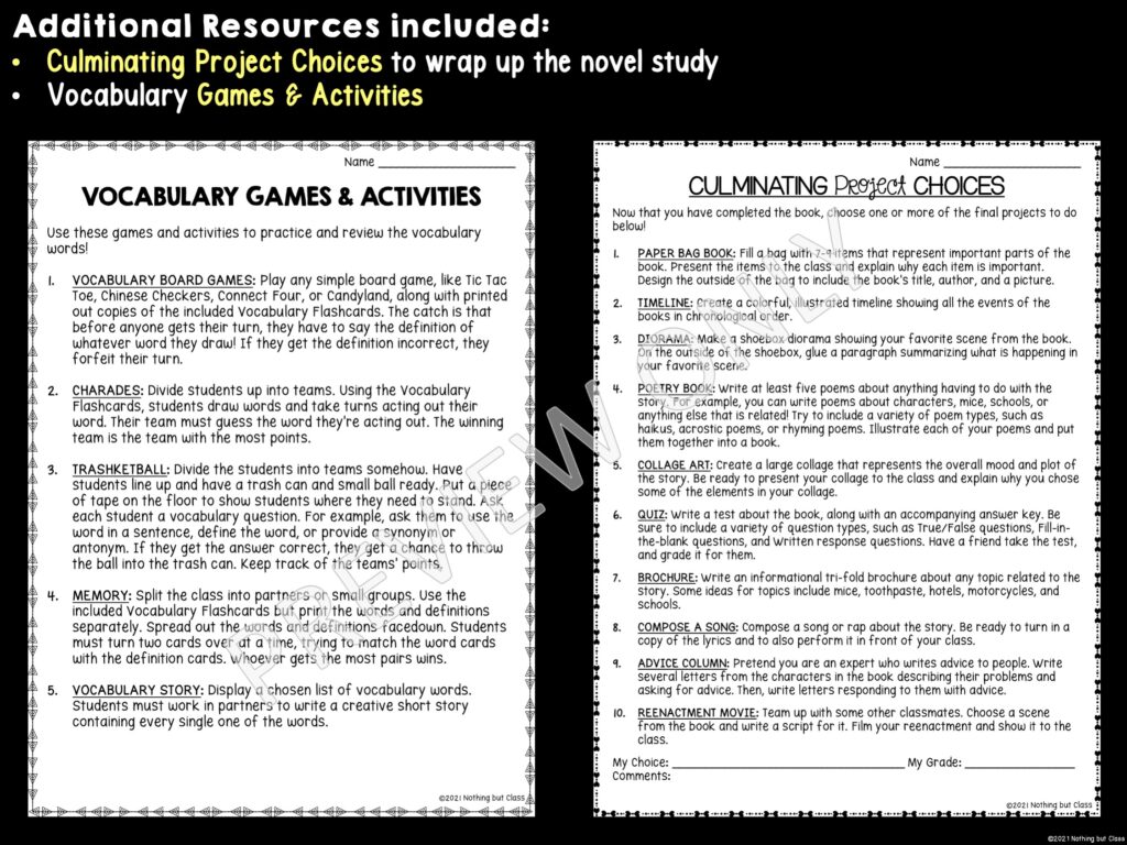 Ralph S. Mouse Novel Study Unit | Comprehension and Vocabulary with ...