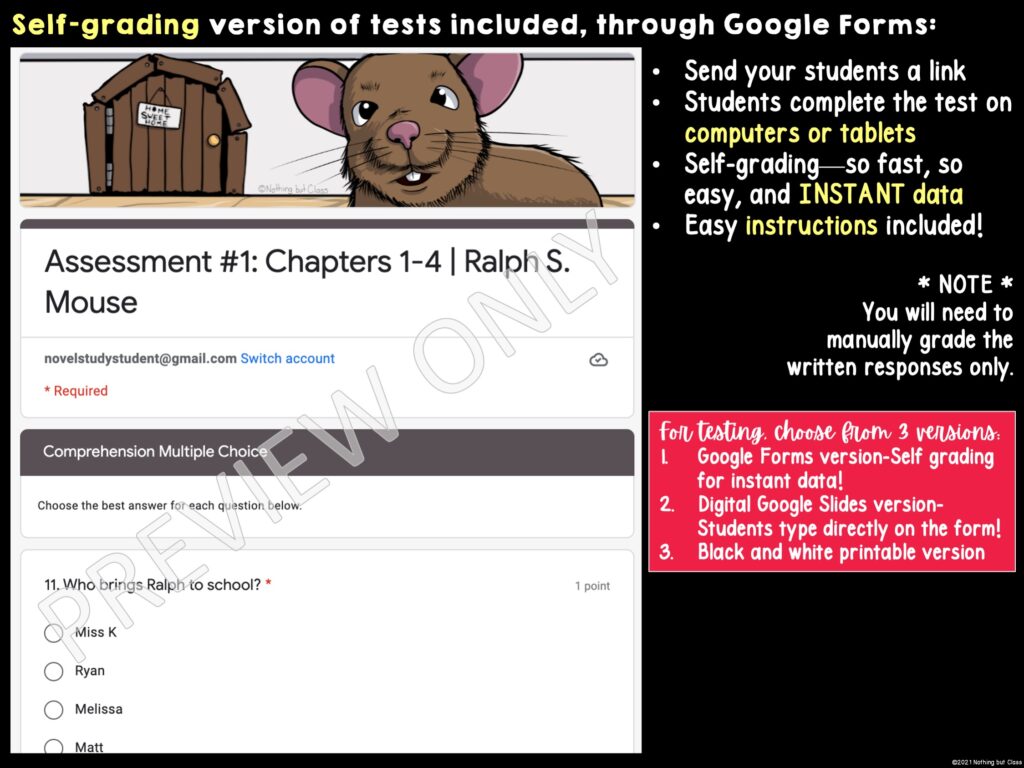 Ralph S. Mouse Novel Study Unit | Comprehension and Vocabulary with ...