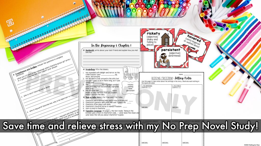 Riding Freedom Novel Study Unit | Comprehension and Vocabulary with ...