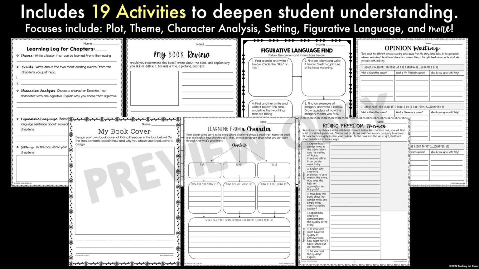 Riding Freedom Novel Study Unit | Comprehension and Vocabulary with ...