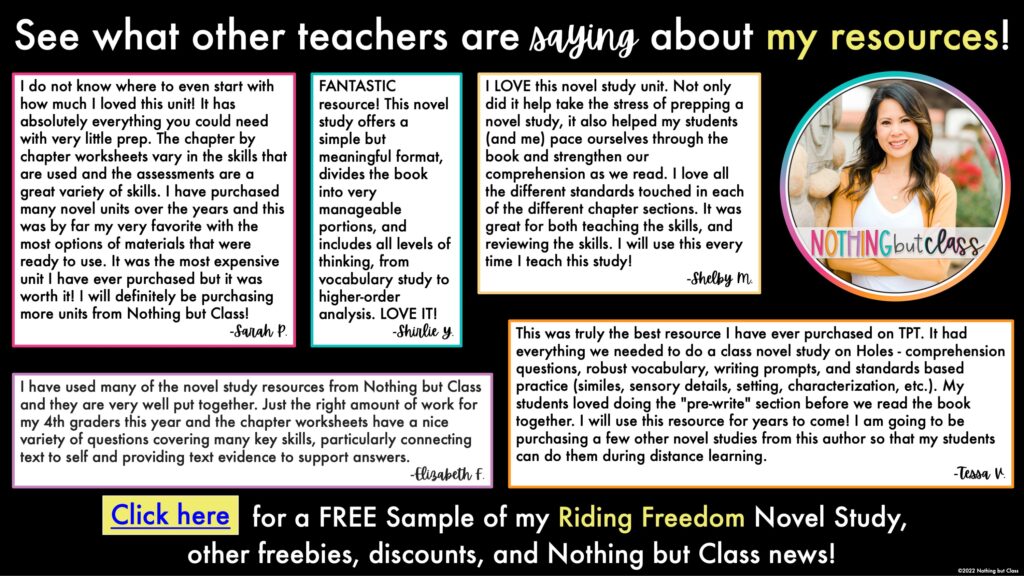 Riding Freedom Novel Study Unit | Comprehension and Vocabulary with ...