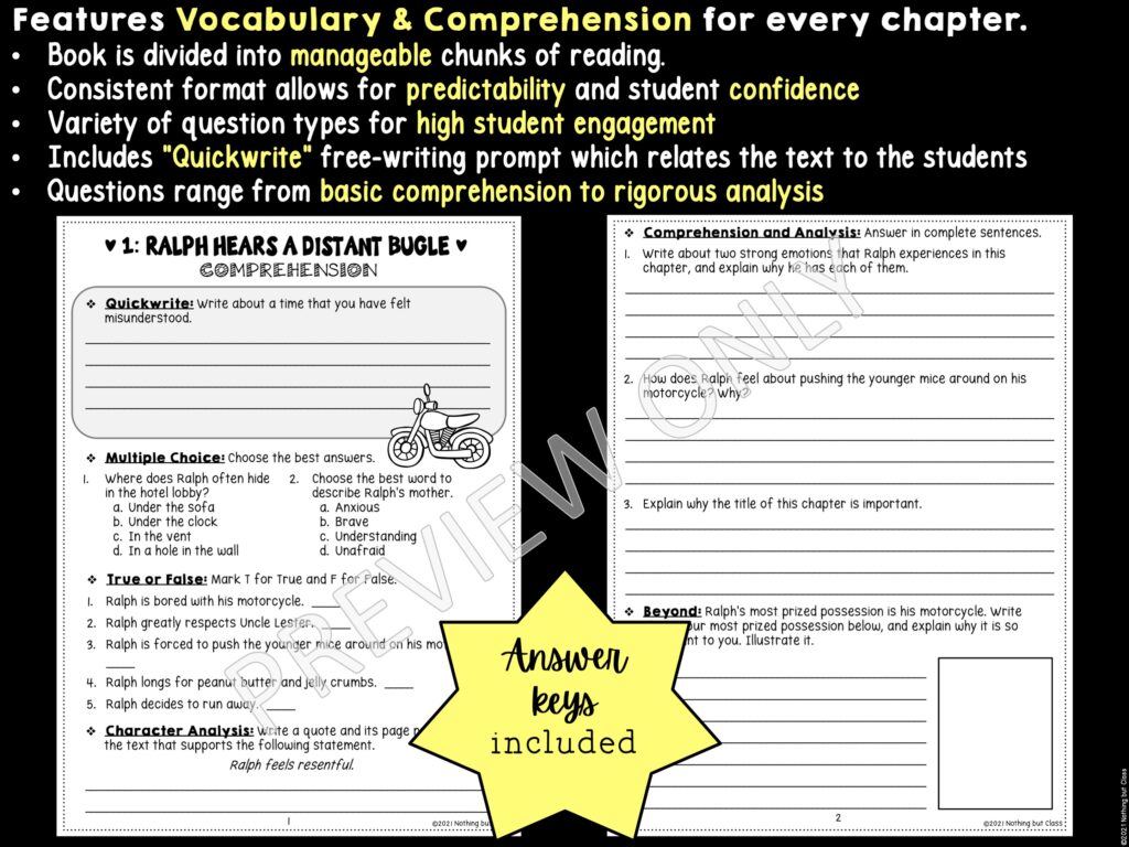 Runaway Ralph Novel Study Unit | Comprehension and Vocabulary with ...