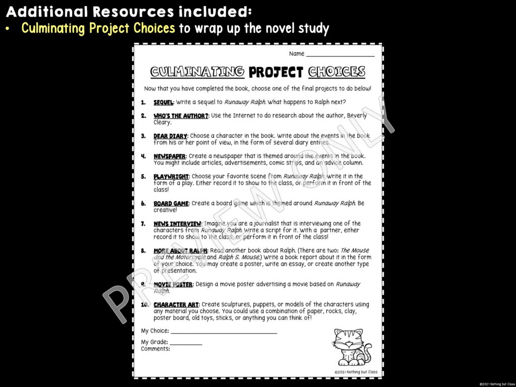 Runaway Ralph Novel Study Unit | Comprehension and Vocabulary with ...