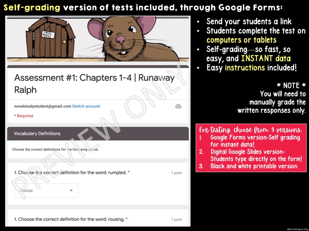 Runaway Ralph Novel Study Unit | Comprehension and Vocabulary with ...