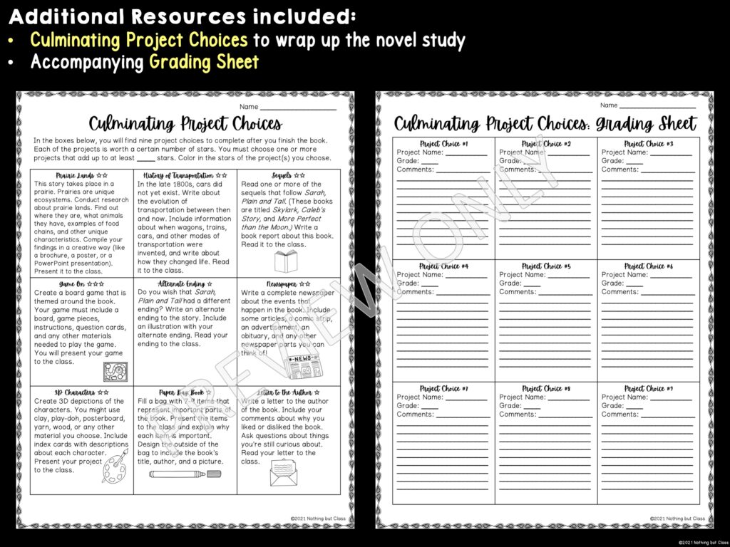 Sarah, Plain and Tall Novel Study Unit | Comprehension and Vocabulary ...