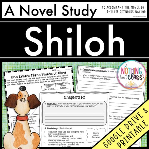Shiloh Novel Study Unit | Comprehension and Vocabulary with Activities ...