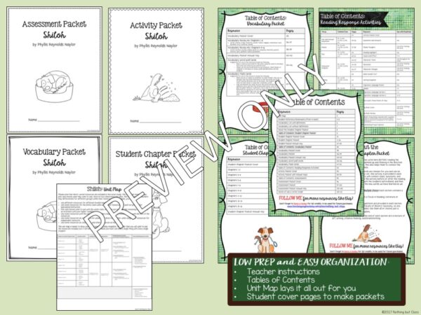 Shiloh Novel Study Unit | Comprehension and Vocabulary with Activities ...
