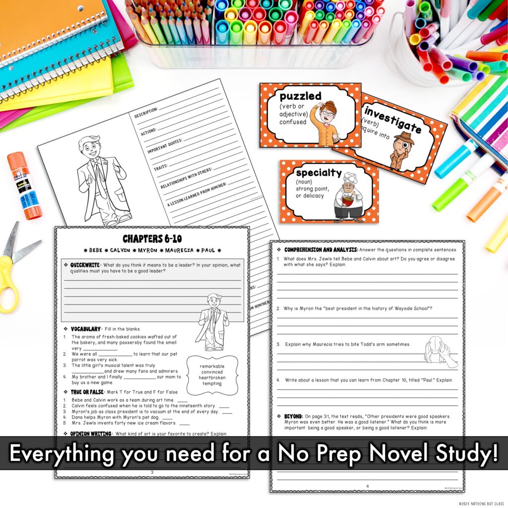 Sideways Stories from Wayside School Novel Study | Comprehension with ...