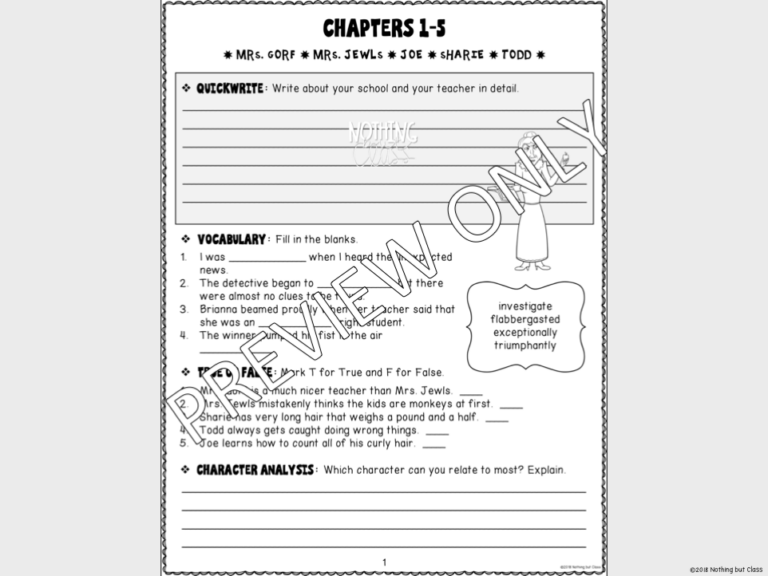 Sideways Stories from Wayside School Novel Study | Comprehension with ...