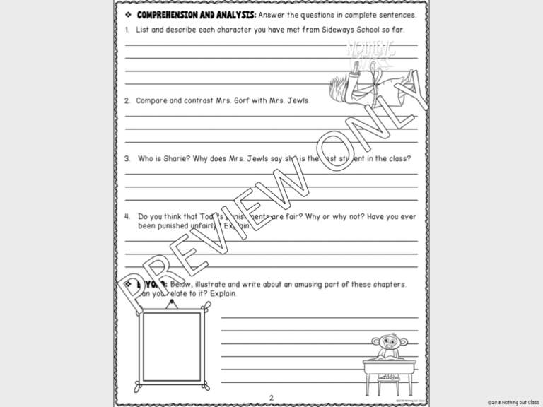 Sideways Stories from Wayside School Novel Study | Comprehension with ...