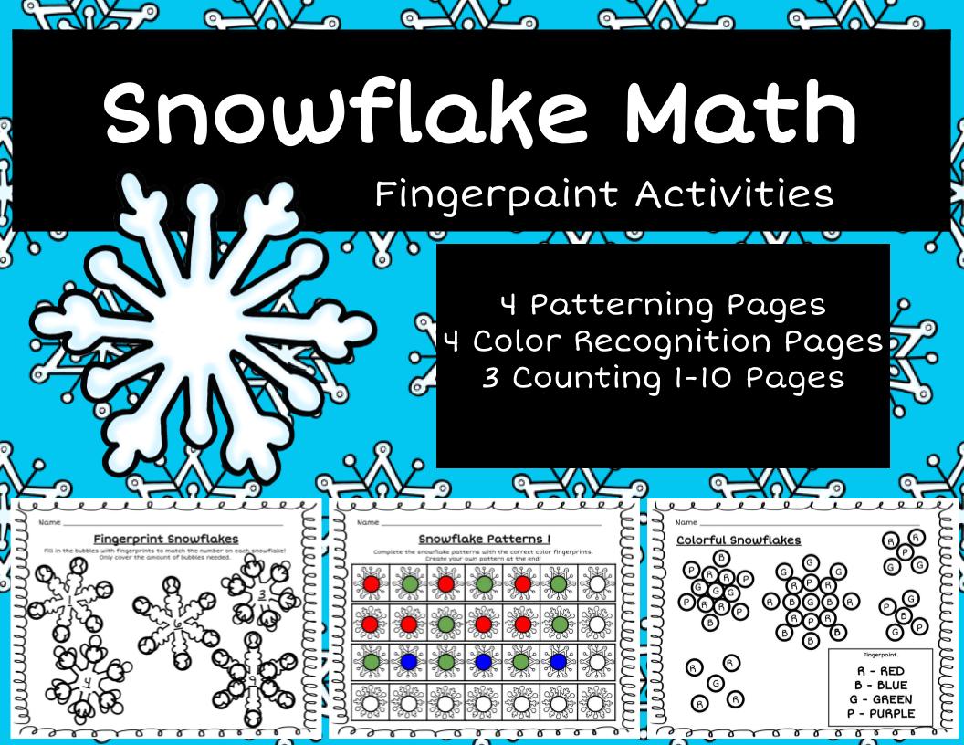 Winter Math Fingerpaint Worksheets: PreK & K Patterns, Colors and ...
