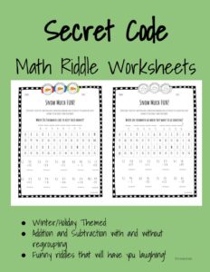 Winter Math Secret Code Riddle Worksheets, 2 Digit Addition ...