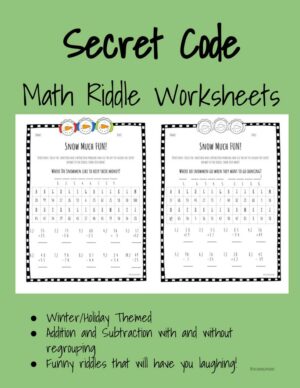 Winter Math Secret Code Riddle Worksheets, 2 Digit Addition ...