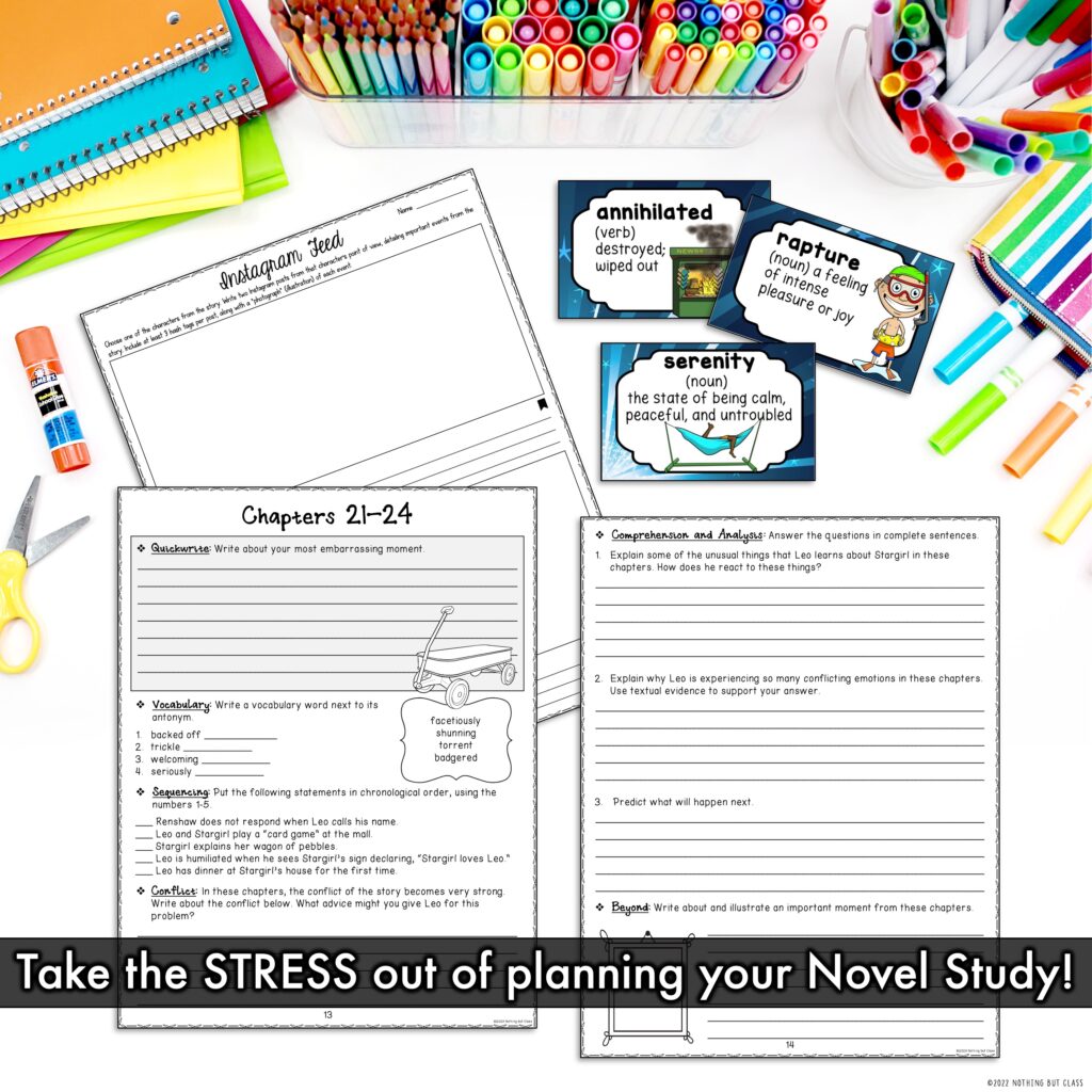 Stargirl Novel Study Unit | Comprehension and Vocabulary with ...