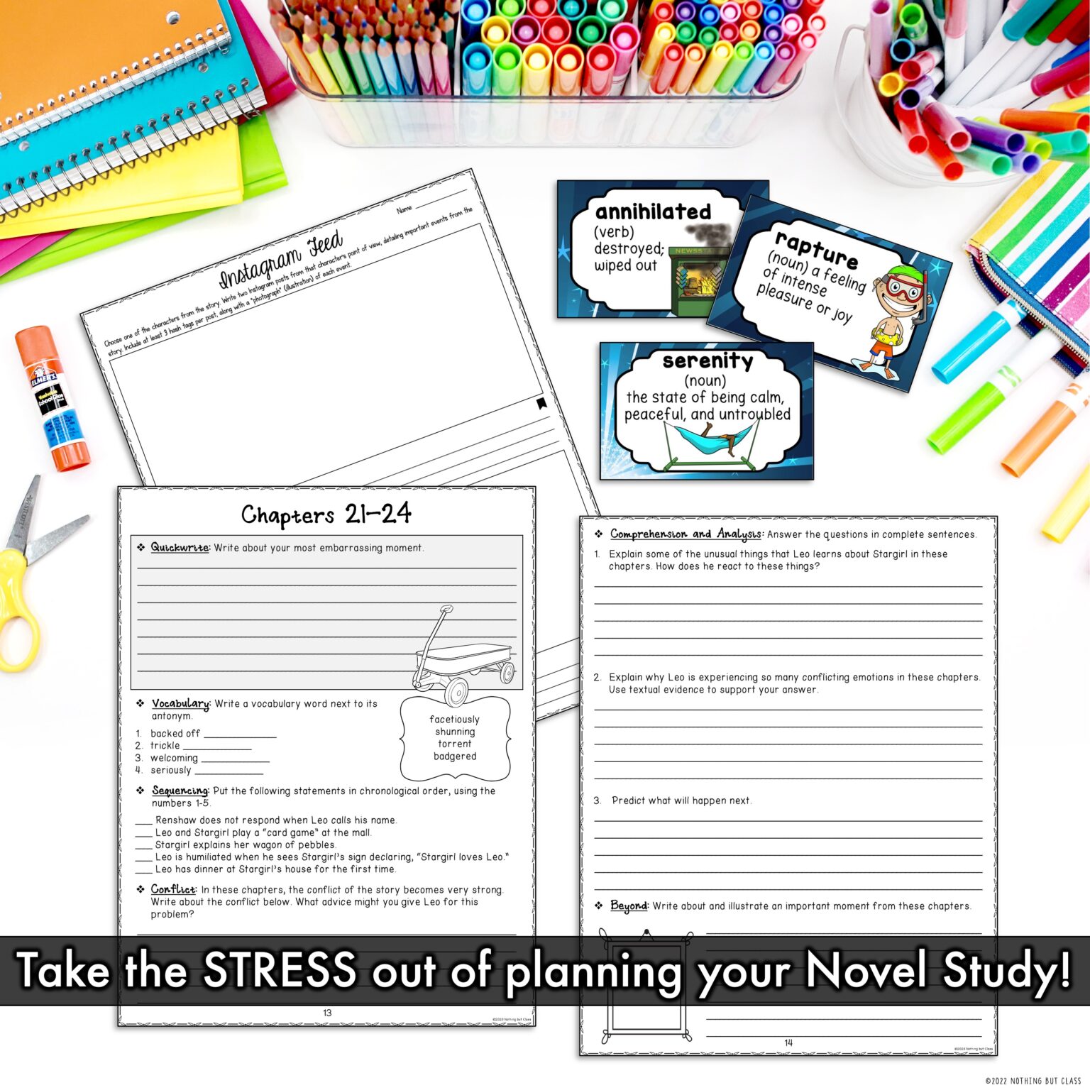 Stargirl Novel Study Unit | Comprehension and Vocabulary with ...