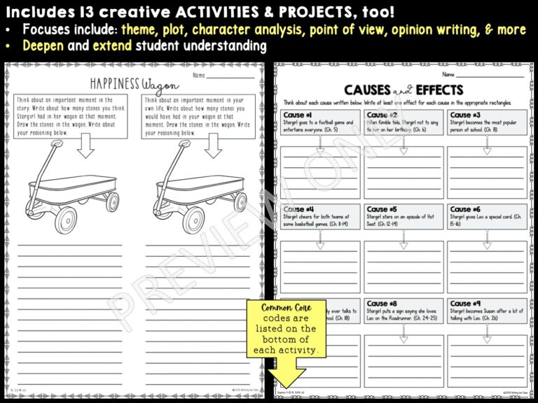 Stargirl Novel Study Unit | Comprehension and Vocabulary with ...