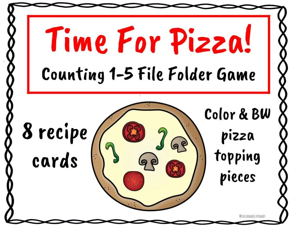 Time for Pizza Counting 1-5 File Folder Game, PreK & Kindergarten ...