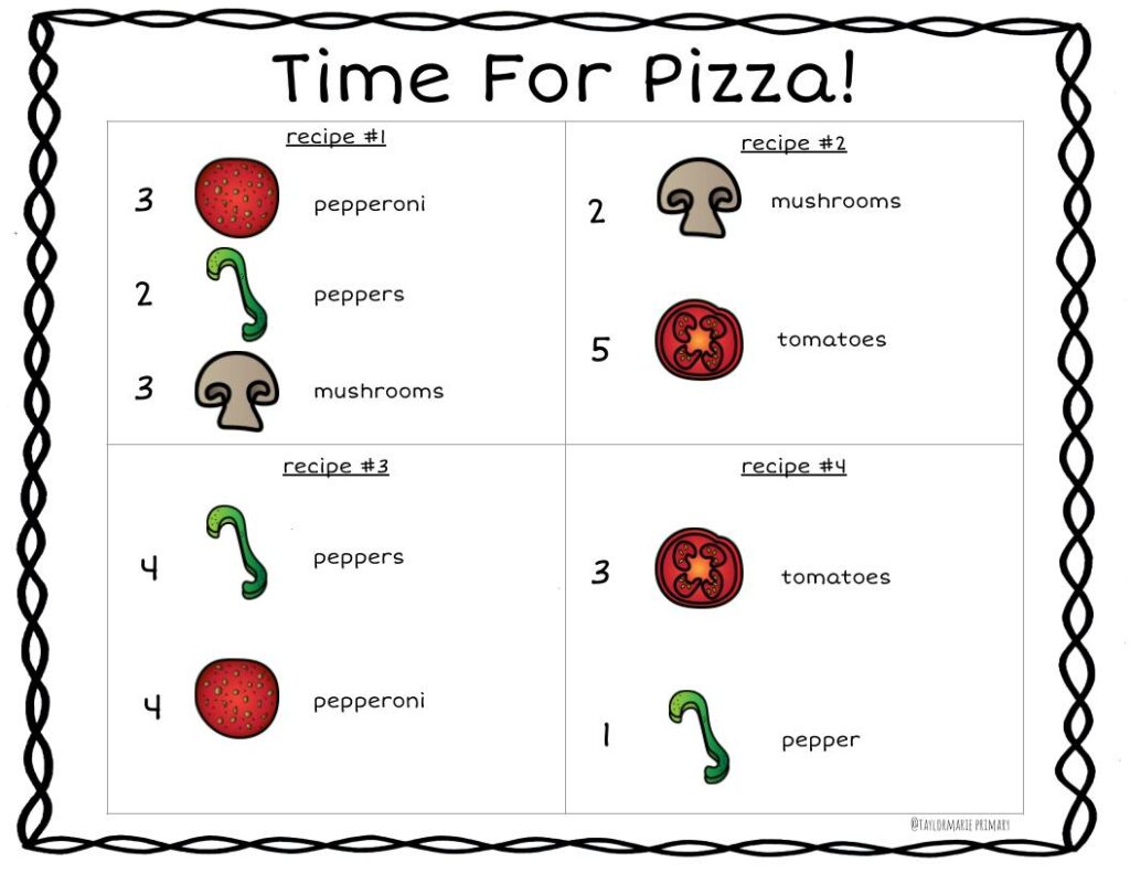 Time for Pizza Counting 1-5 File Folder Game, PreK & Kindergarten ...