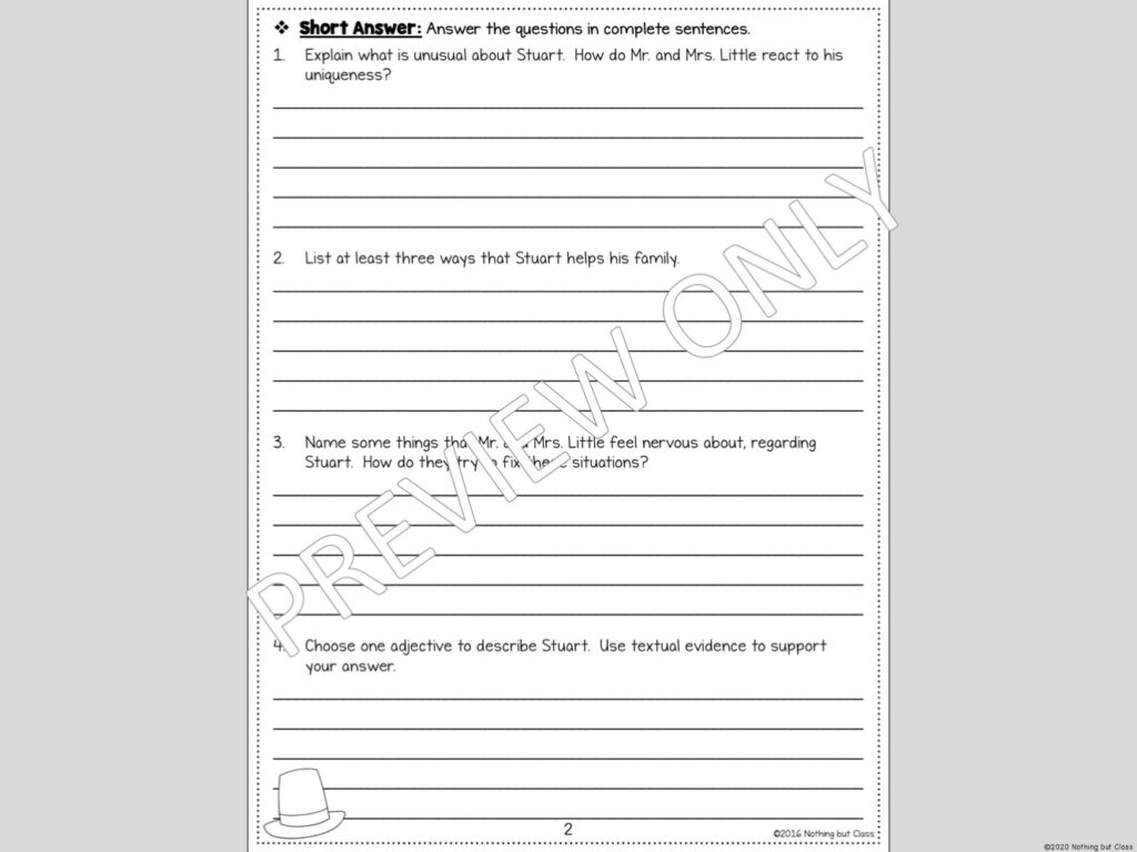 Stuart Little Novel Study Unit | Comprehension and Vocabulary with ...