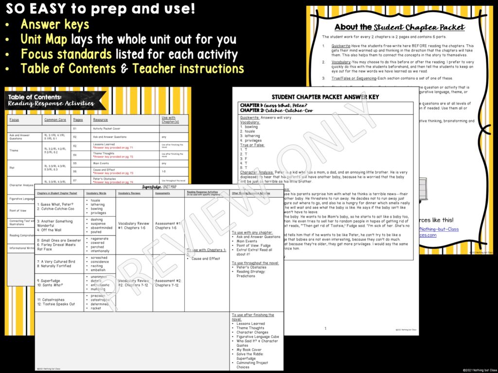 Superfudge Novel Study Unit | Comprehension and Vocabulary with ...