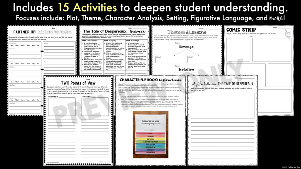 The Tale of Despereaux Novel Study Unit | Comprehension and Vocabulary ...