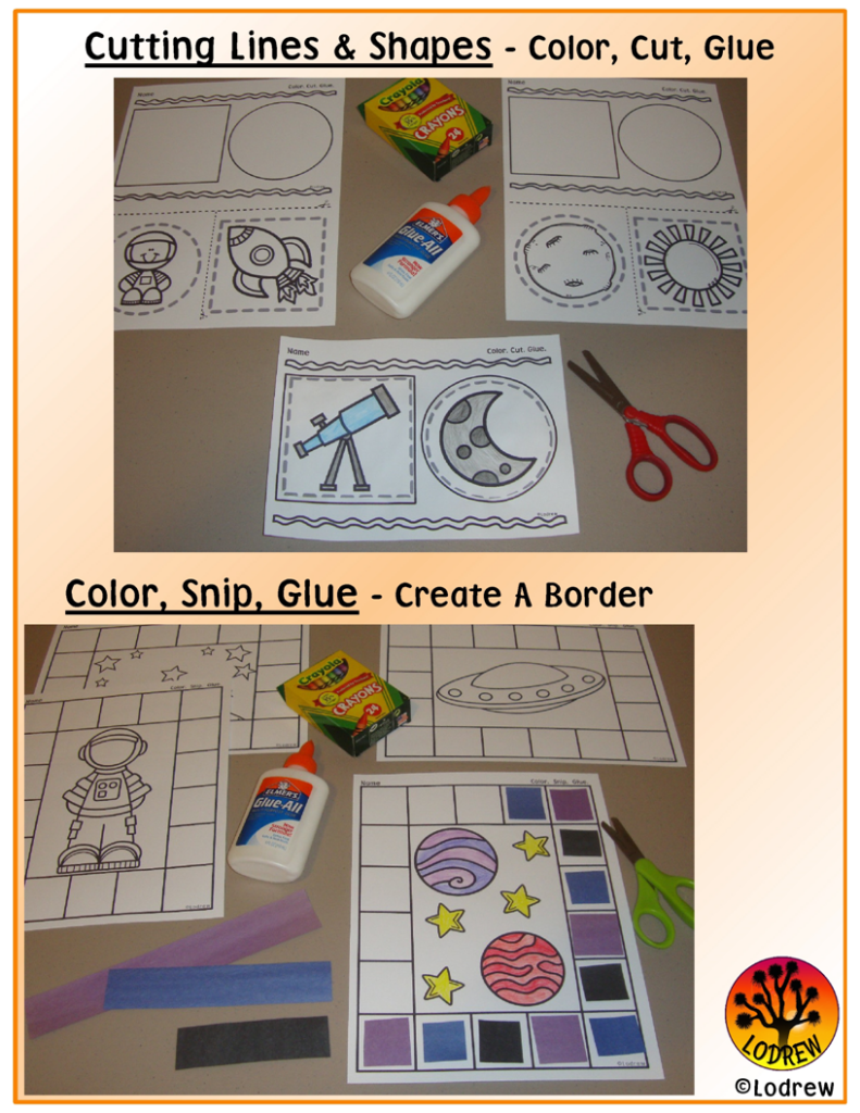 Scissor Skills Outer Space Centers Cut Paste No Prep Fine Motor Cutting ...