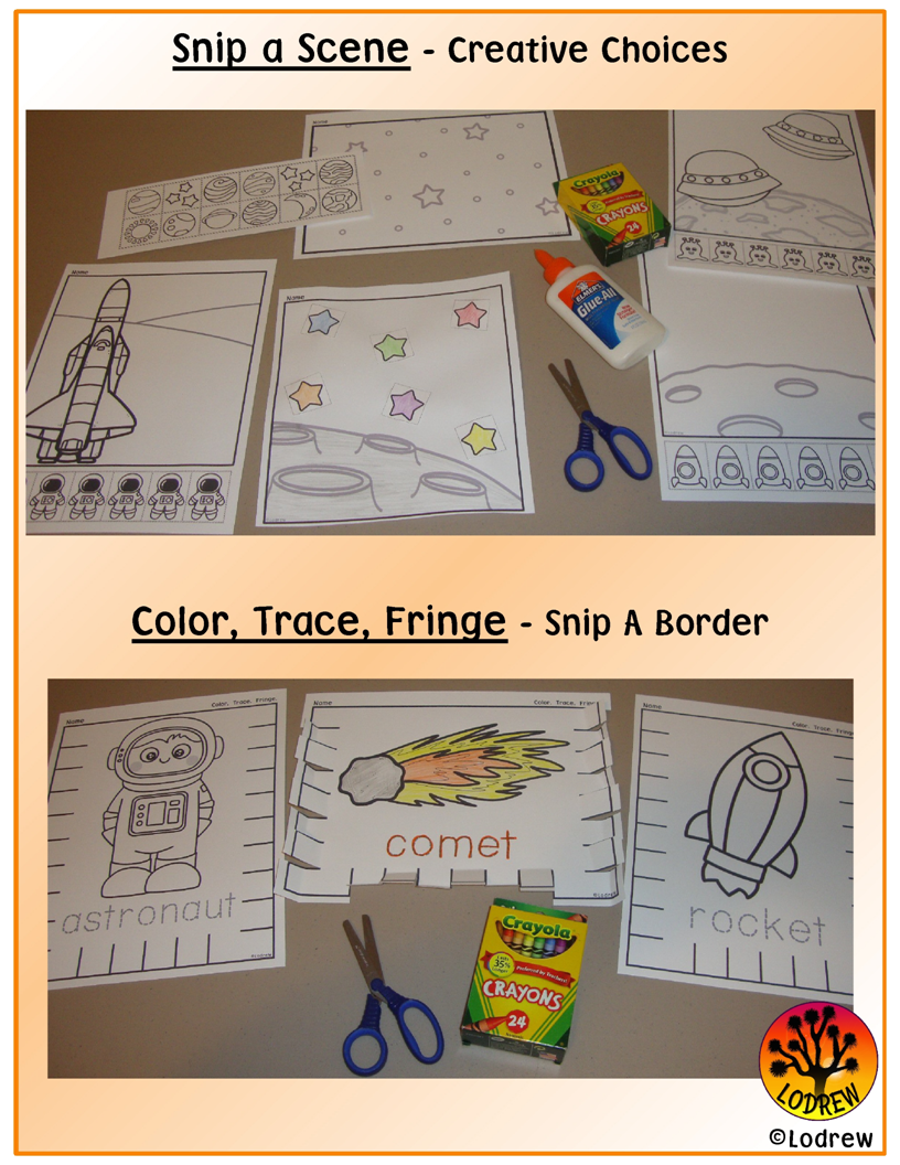 Scissor Skills Outer Space Centers Cut Paste No Prep Fine Motor Cutting ...