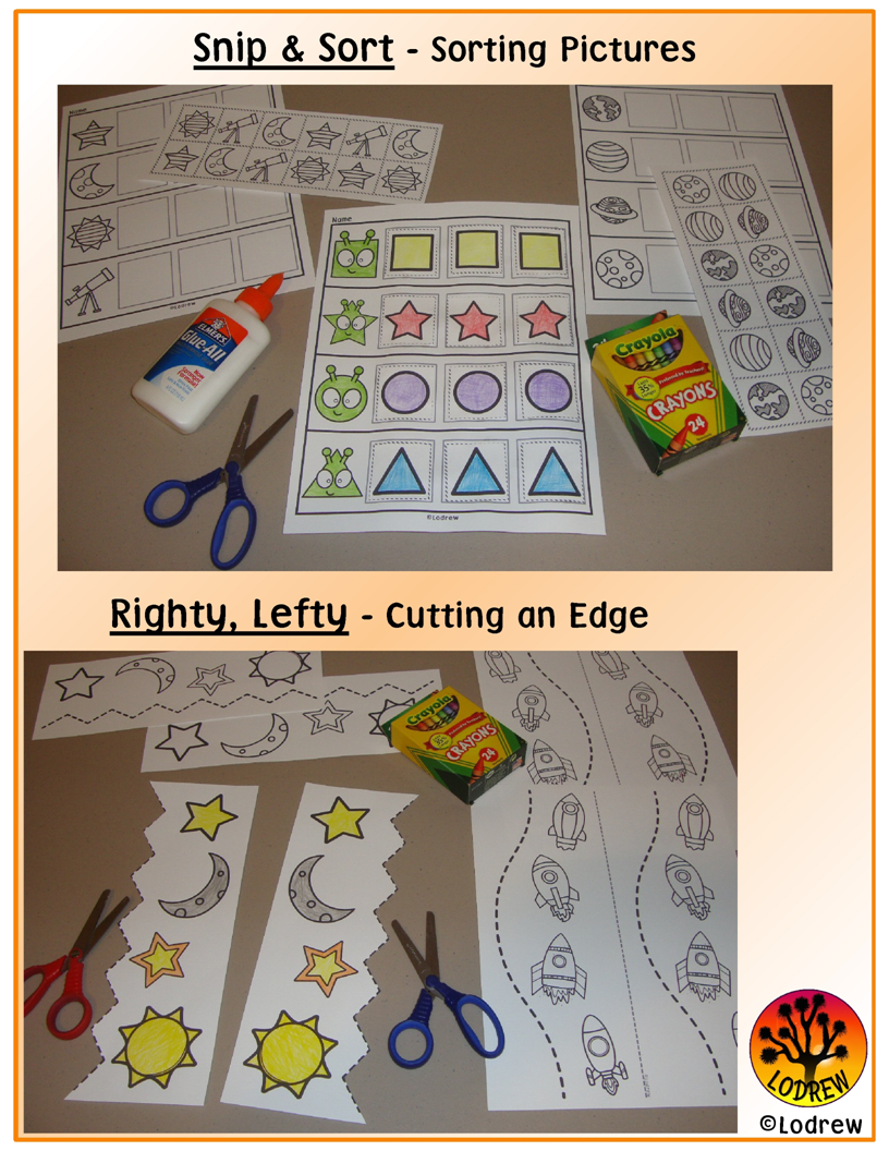 Scissor Skills Outer Space Centers Cut Paste No Prep Fine Motor Cutting ...