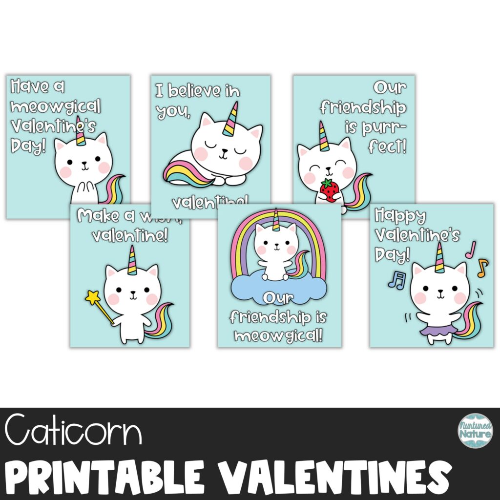 Kittycorn Printable Valentine’s Day Cards for Students - Cat Unicorn ...