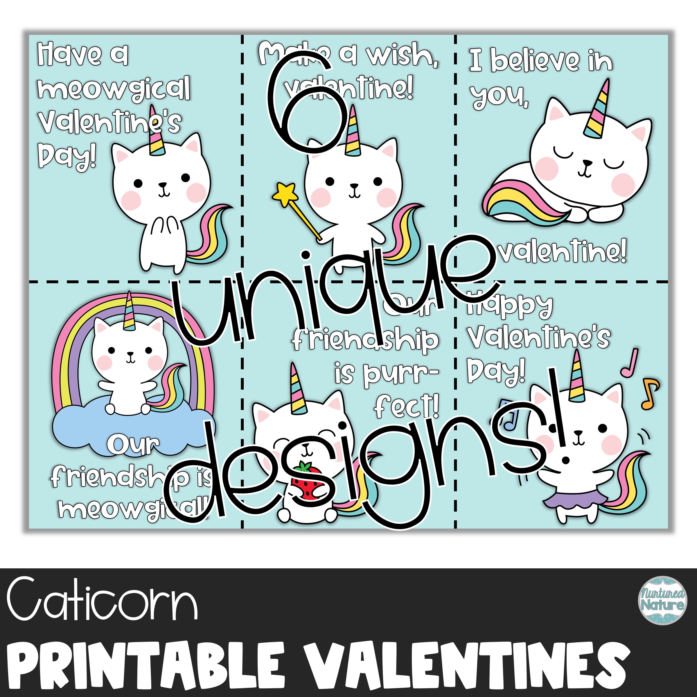 Kittycorn Printable Valentine’s Day Cards for Students - Cat Unicorn ...