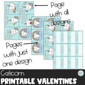 Kittycorn Printable Valentine’s Day Cards for Students - Cat Unicorn ...