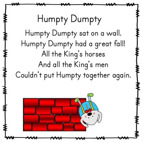 Pocket Chart Poem Humpty Dumpty Nursery Rhyme | Made By Teachers