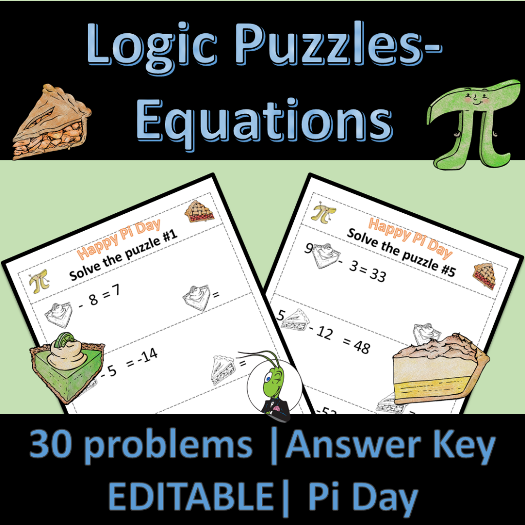Pi Day Solving Equations | Number Sense Logic Puzzles | Algebra 1 ...