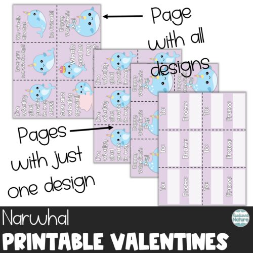 Narwhal Printable Valentine’s Day Cards for Students | Made By Teachers