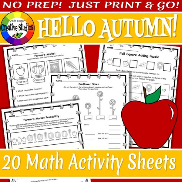 Hello Autumn! Math Activity Sheets - No Prep! | Made By Teachers