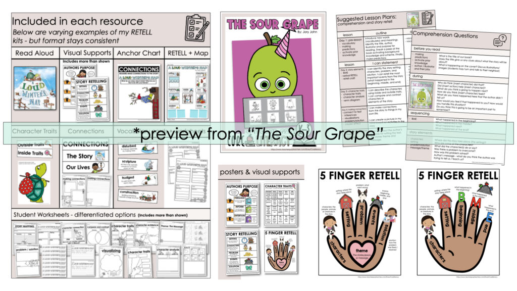 The Sour Grape Interactive Read Aloud Activities | Sequencing Craft ...