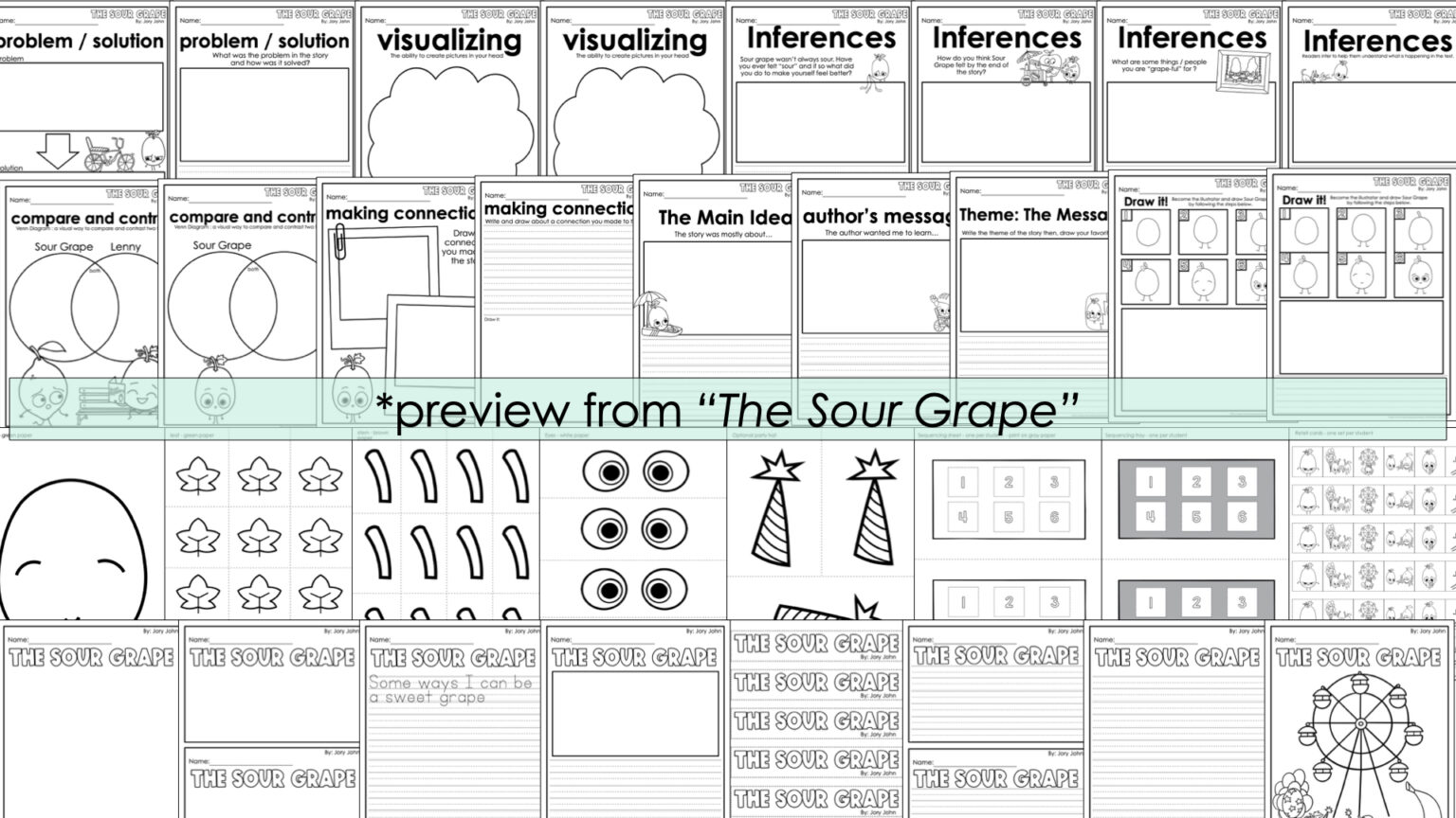The Sour Grape Interactive Read Aloud Activities | Sequencing Craft ...