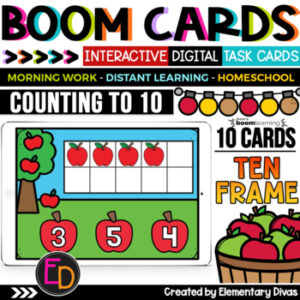 BOOM CARDS Ten Frame Apples Counting to 10 | Distant Learning Digital ...