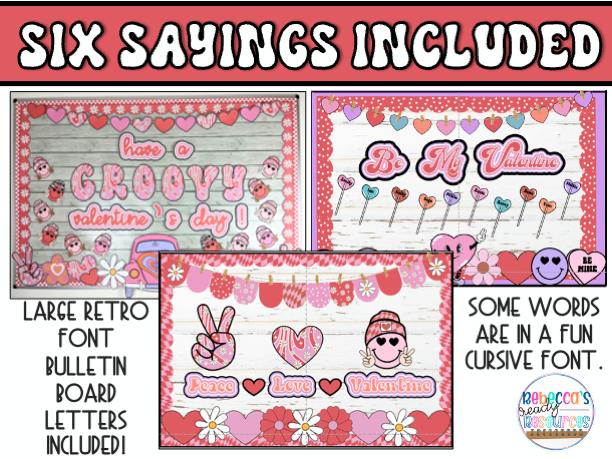 Valentines Day Retro Groovy Bulletin Board Kit and Door Decor | Made By ...