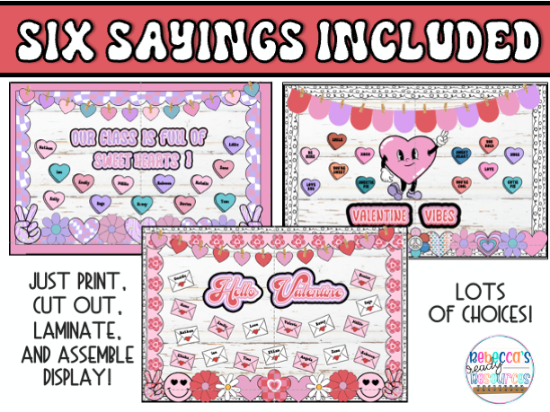 Valentines Day Retro Groovy Bulletin Board Kit and Door Decor | Made By ...