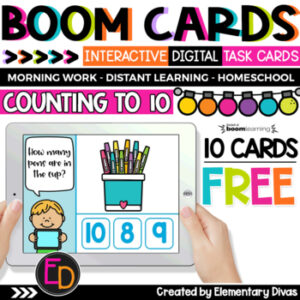 FREE Counting to 10 BOOM CARDS | 10 Distant Learning Digital Task Cards ...