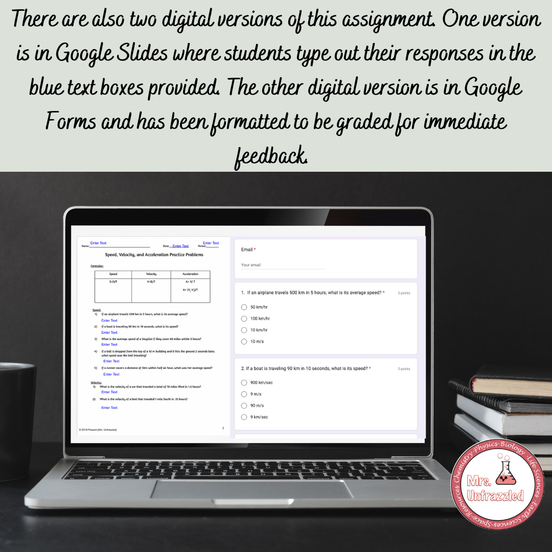 Distance Learning: Speed, Velocity, and Acceleration Practice Problems ...
