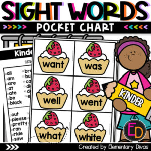 Kindergarten Pocket Chart Sight Words | Cupcake | Made By Teachers