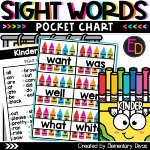 Kindergarten Pocket Chart Sight Words | Crayons Theme | Made By Teachers
