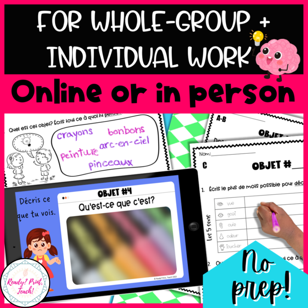 French Ice breaker Brain break Vocabulary Guess picture game Sentence ...