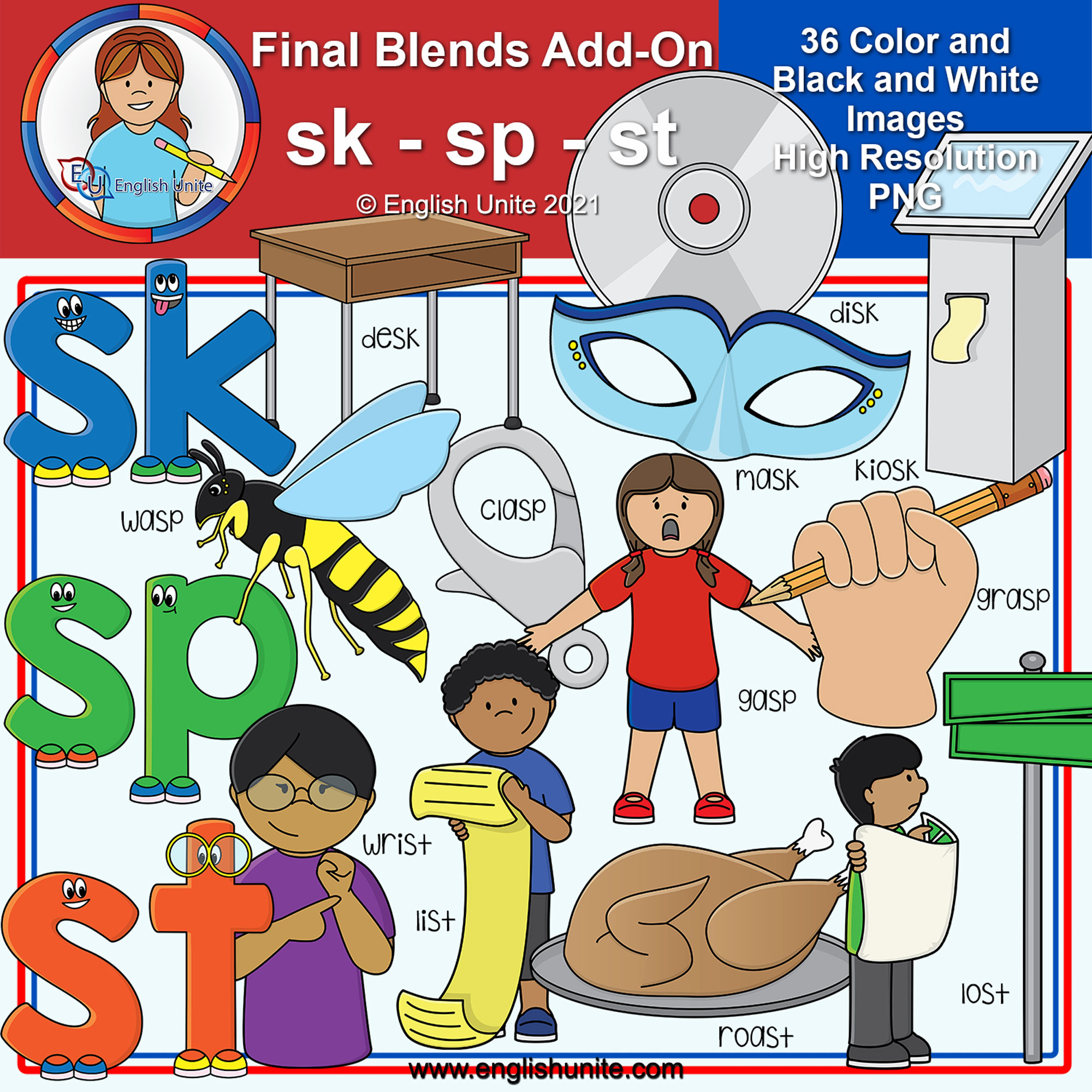 Clip Art - Final Blends Pack 5 (sk/sp/st) | Made By Teachers