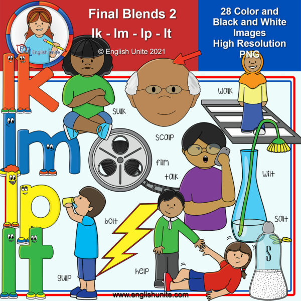 Clip Art - Final Blends 2 (lk/lm/lp/lt) | Made By Teachers