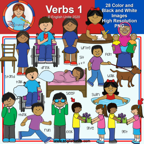 Clip Art - Present Tense Verbs Bundle | Made By Teachers