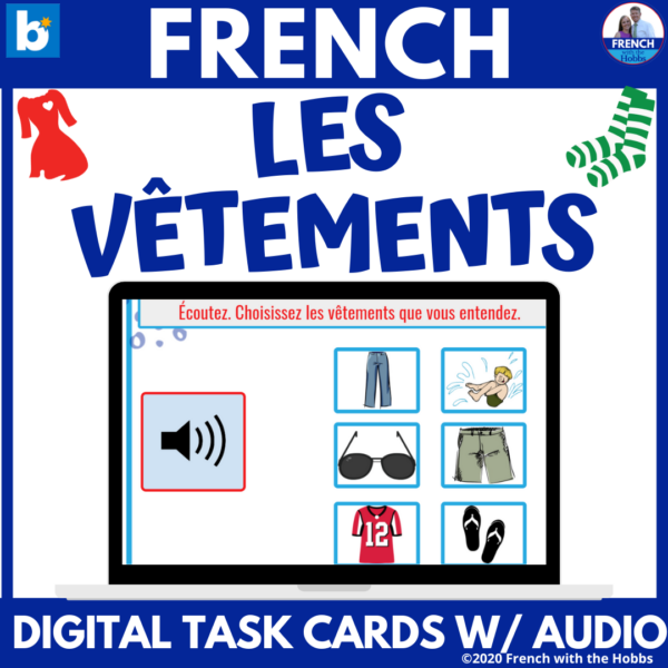 French Clothing Vocabulary Boom™ Digital Task Cards les vêtements ...