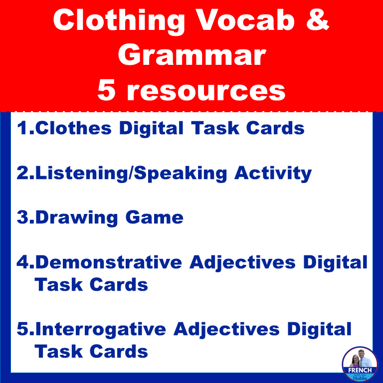 French Clothing Vocabulary & Grammar Practice Activity BUNDLE les ...